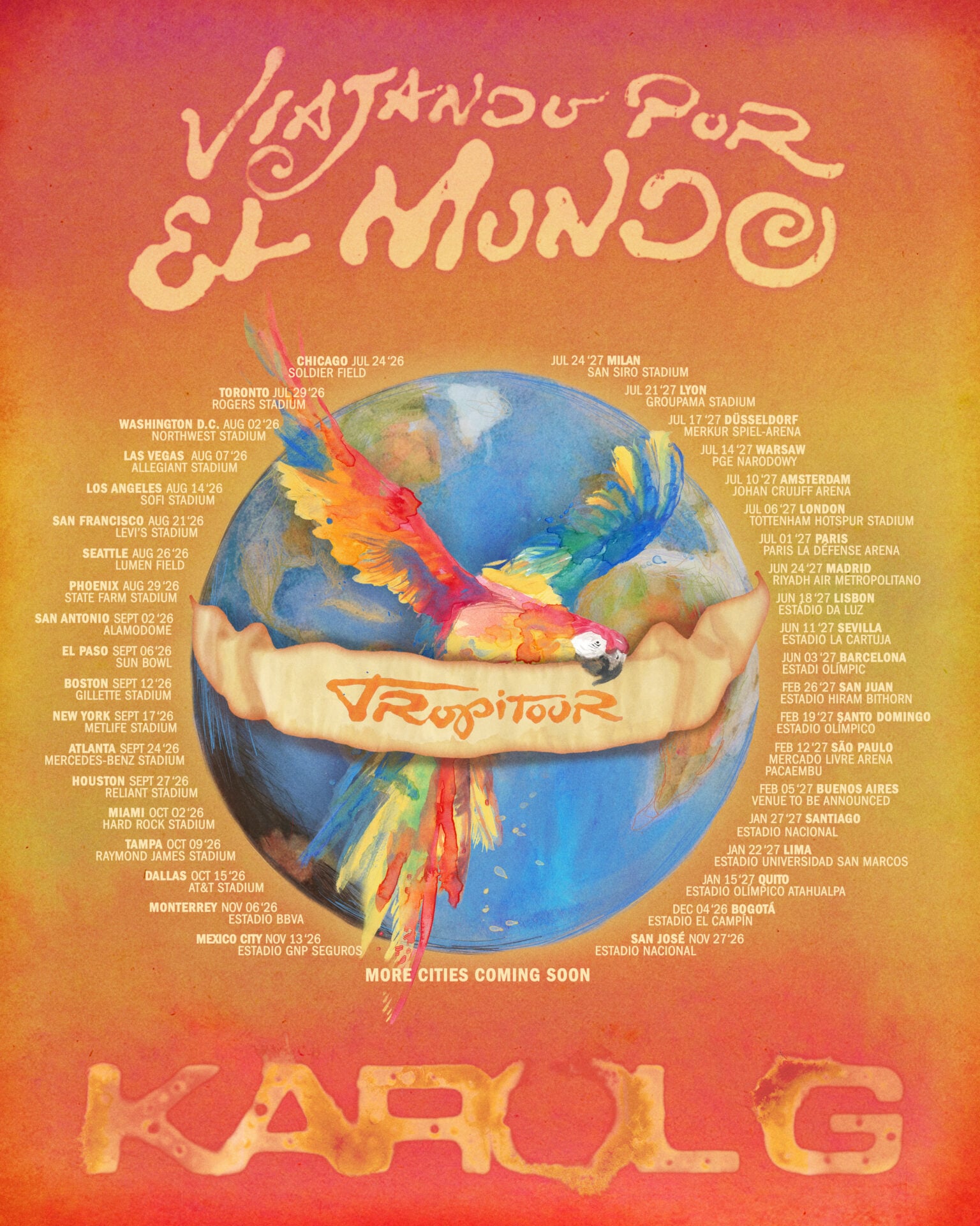 Karol G Announces Extensive Global Stadium Tour Spanning North America ...