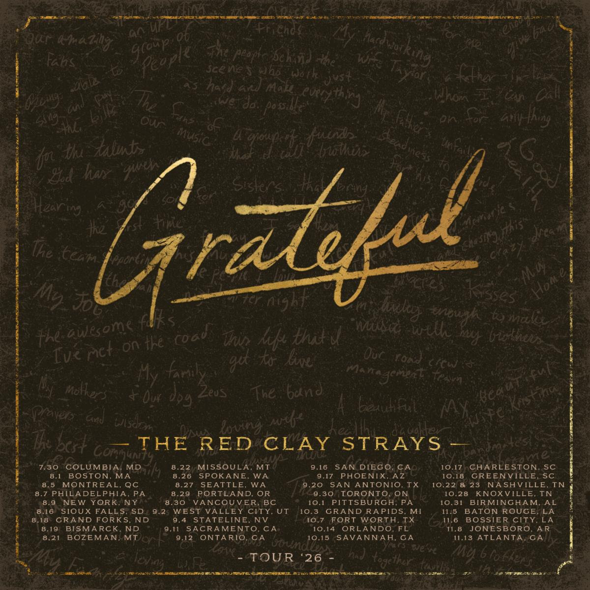The Red Clay Strays Announce Major ‘The Grateful Tour '26’ with Arena ...